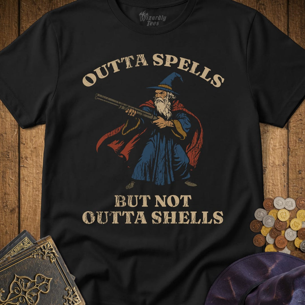 Outta Spells But Not Outta Shells T-Shirt – Wizardly Tees