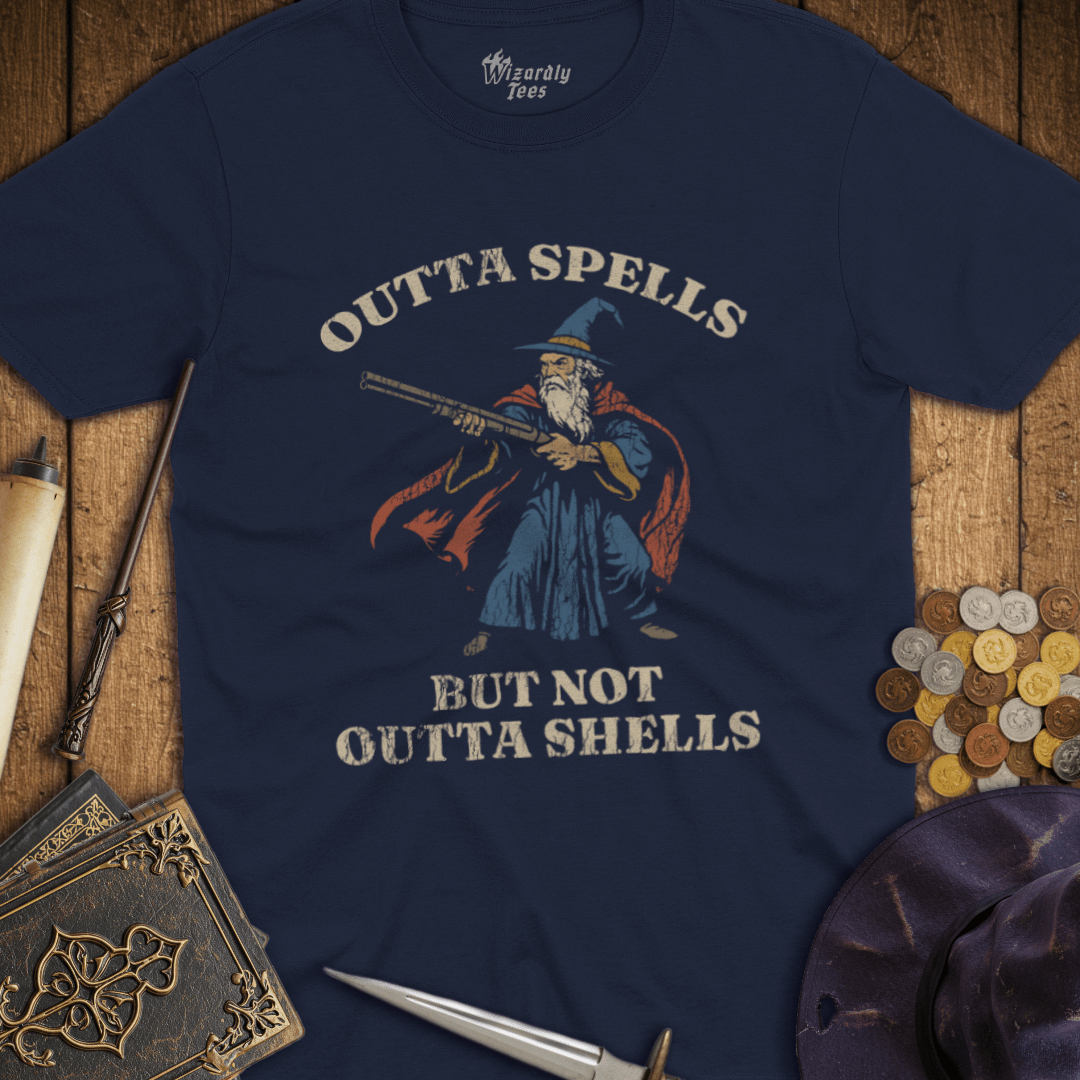 Outta Spells But Not Outta Shells T-Shirt – Wizardly Tees
