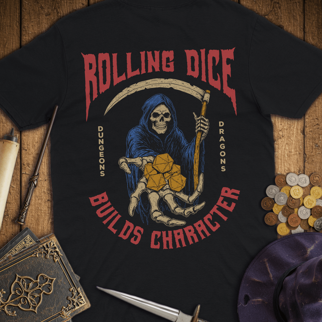 Rolling Dice Builds Character Premium T-Shirt – Wizardly Tees