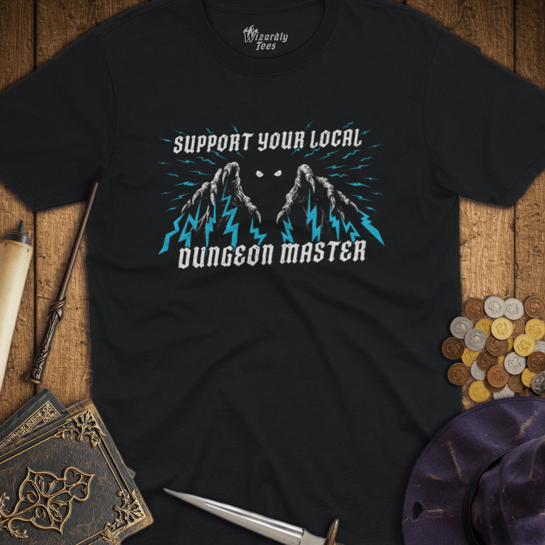 Support Your Local Dungeon Master Blue T-Shirt – Wizardly Tees